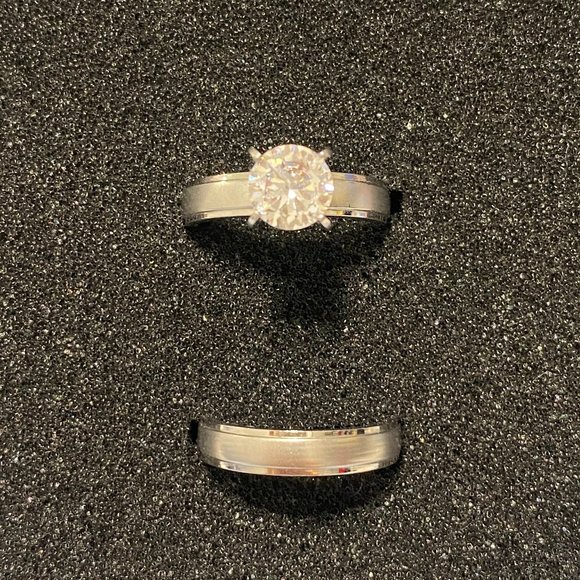 Jewelry | Brushed 14k White Gold Bridal Wedding Ring Set | Poshmark
